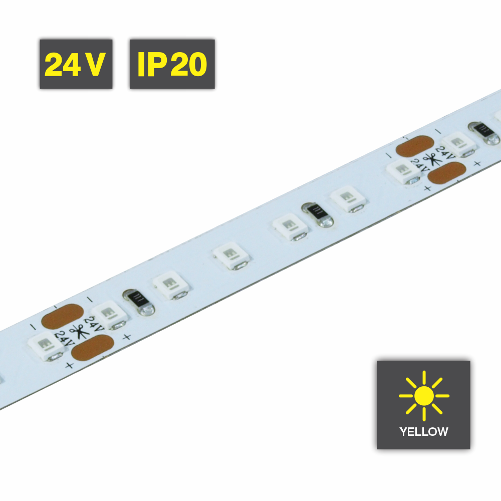 Flexible LED Strip Light | Series 5 | 14.4W/m 120 LED/m 24V Yellow IP20 ...