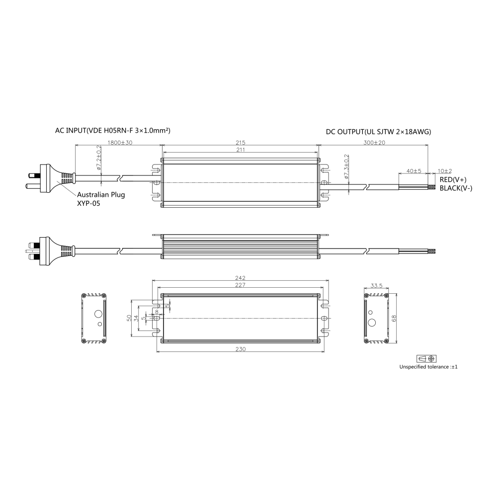 240W 36V DC 6.67A LED Driver | uPowerTek BLD-240-V036-NNS - Linear Lux