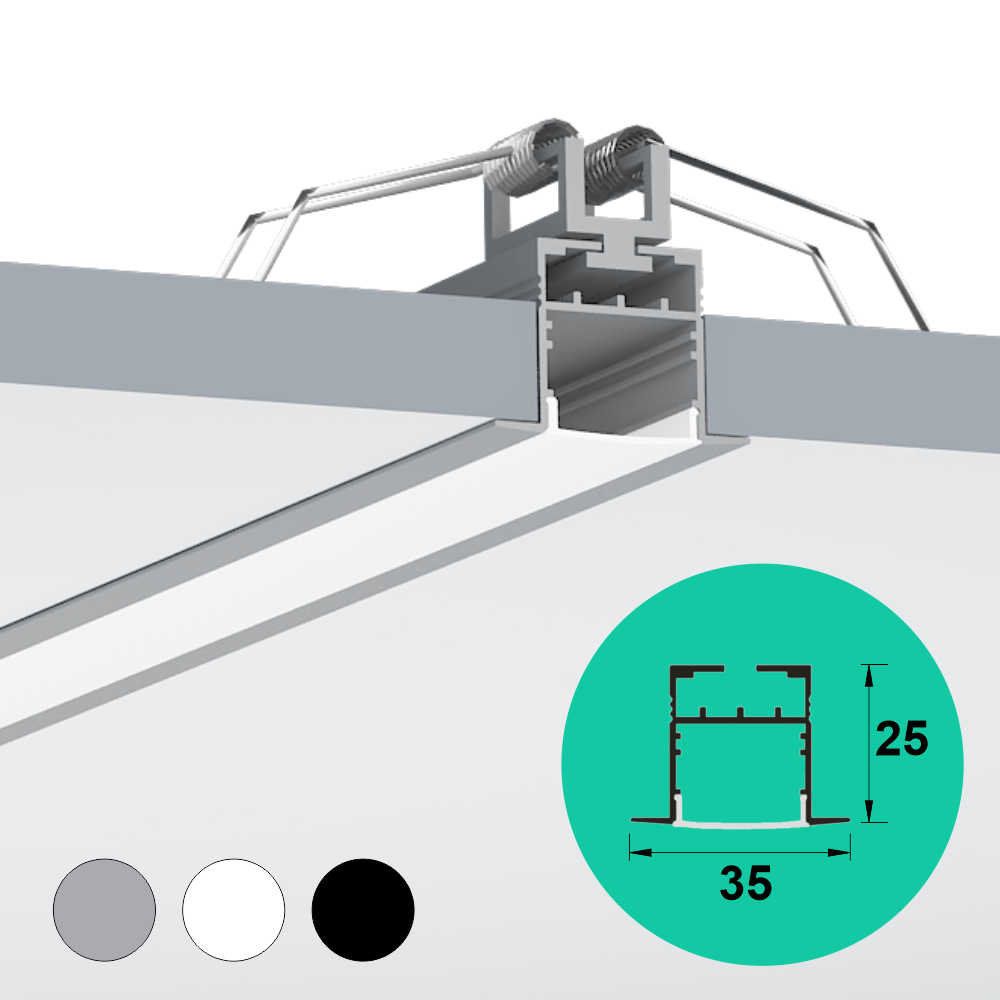 LED Profile - Recessed - Ceiling Mount | Medium | 3525 - 3m - Linear Lux