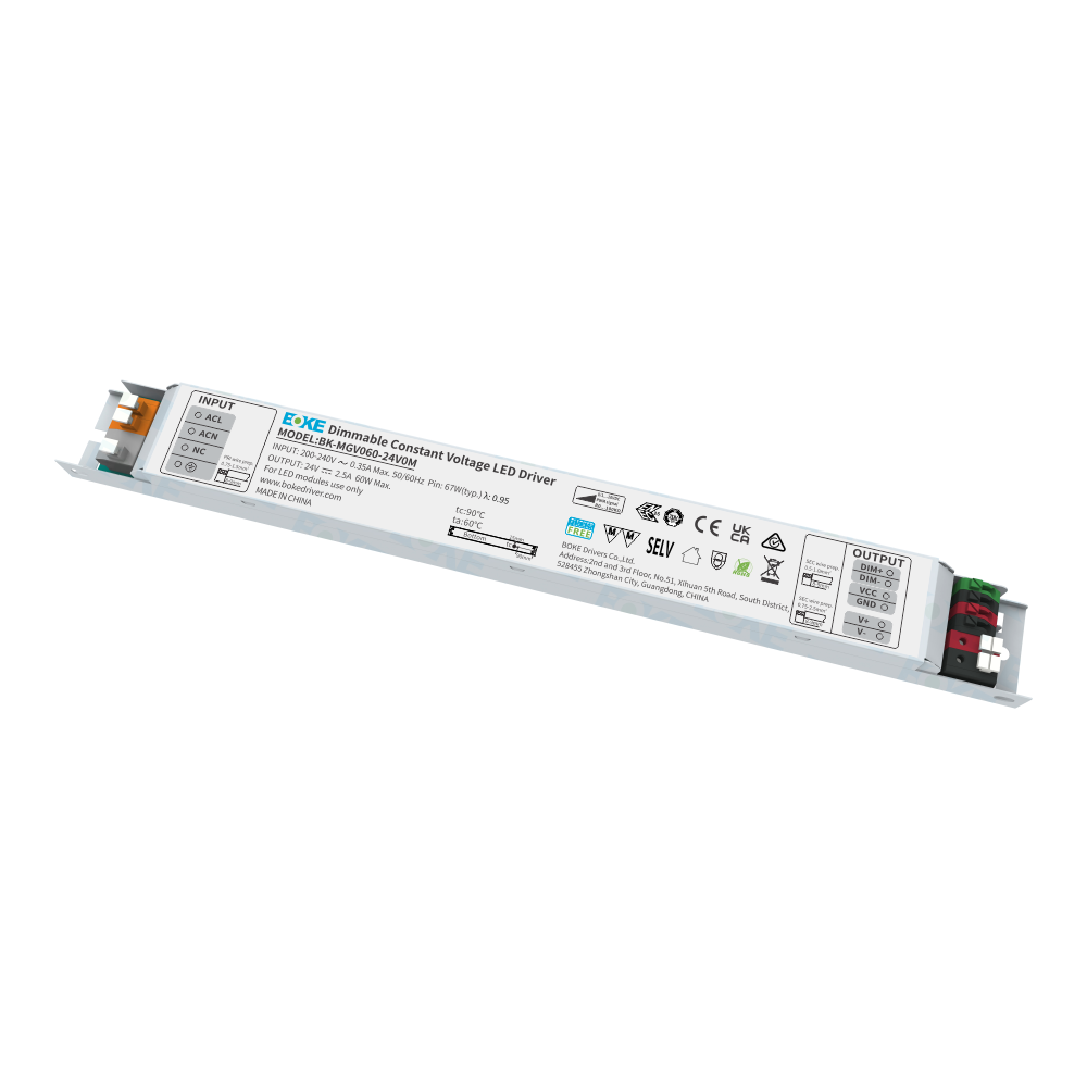 60W 24V DC 2.5A 1-10V Dimmable Linear LED Driver | BOKE BK-MGV060-24V0M ...