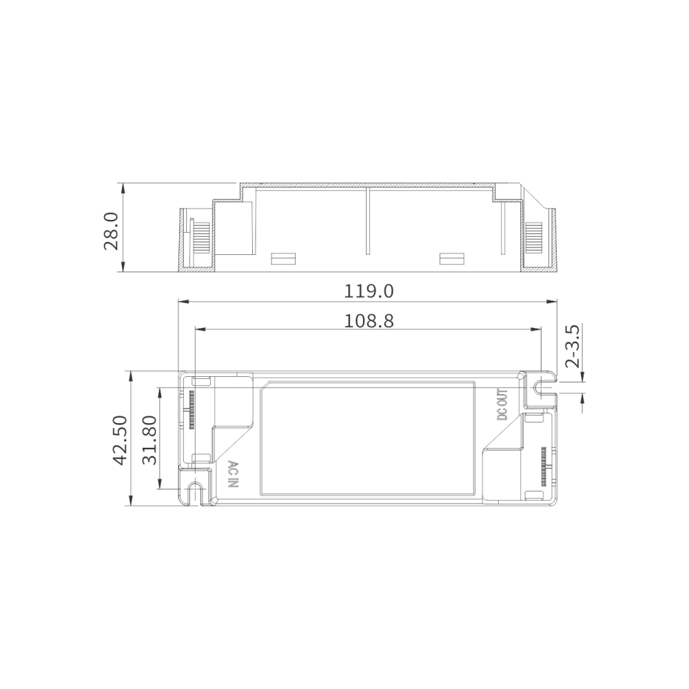1000mA 42W Constant Current LED Driver | BOKE BK-PQL040B-1000A - Linear Lux
