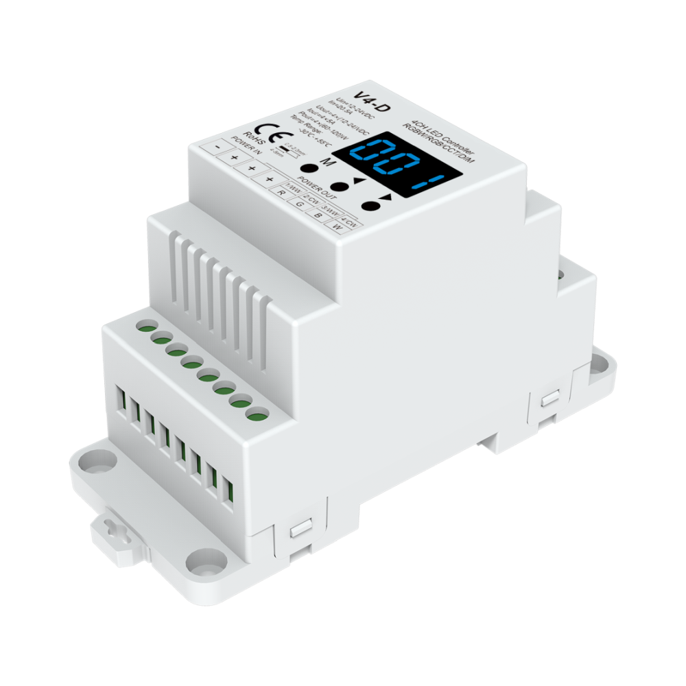 4CH Receiver / Controller 20A (RF Remote) DIN RAIL | V4-D - Linear Lux