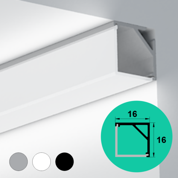 LED Profile - Corner | 1616S - 3m - Linear Lux