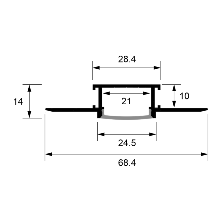 LED Profile - Plaster / Tile | 6814T - 3m - Linear Lux