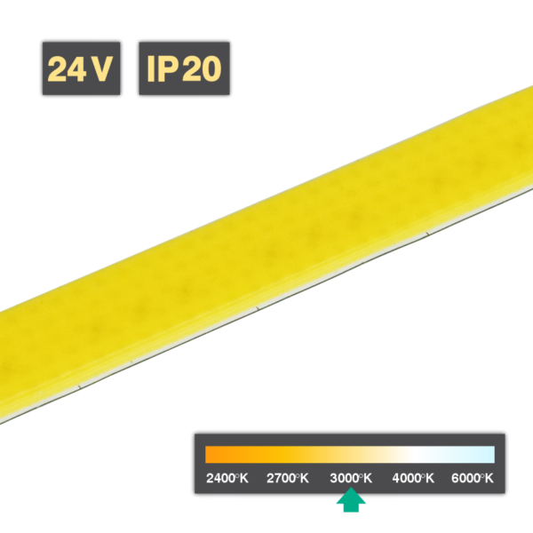 Flexible LED Strip Light | COB | 25W/m 1,920 LED/m 24V 3000ºK IP20 20M ...